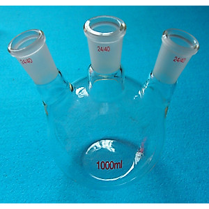 Deschem 1000ml,3-Neck,24/40,Flat Bottom Glass Flask,Three Neck,Laboratory Boiling Vessel