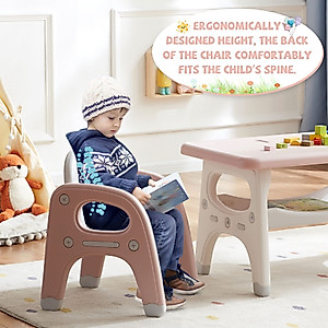 DOREROOM Kids Table and Chair Set, Plastic Children Activity Table with 2 Chairs, Toddler Table and Chair Set for Reading, Drawing, Snack Time, Arts Crafts, Preschool, Gift for Boys Girls