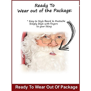 Costume Adventure Deluxe Santa Beard and Wig Set Santa Claus Beard and Wig Santa Clause Beard Set Deluxe Santa Clause Beard and Wig Set - One Size