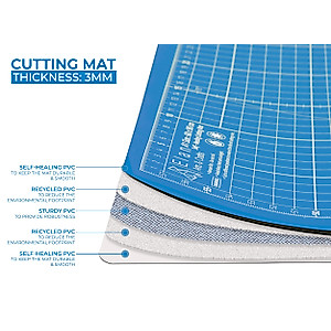 Elan Cutting Mat A4 Blue, 5-Ply Craft Mat, Self Healing Cutting Mat 30x22 CM, Craft Cutting Board, Art Mat, Imperial Sewing Mat, Quilting Mat, Hobby Mat, for Sewing, Quilting, Quilting supplies