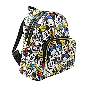 Loungefly Disney The Fab 5 Mickey Minnie Allover Print Double Strap Shoulder Bag Purse