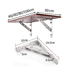 PIBM Stylish Simplicity Shelf Wall Mounted Floating Rack Shelves Stainless Steel Solid Wood Tripod Widening Thicken Small Items Storage,8 Sizes, a , 80x30x15cm