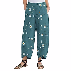 Bblulu Valentines Day Pants for Women Love Heart Print Sweatpants with Pocket Elastic High Waist Crop Pants Lounge Trousers