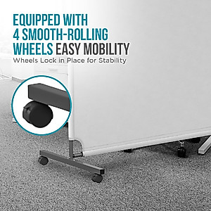 Steel-AID 50-inch Rolling Privacy Room Divider - Freestanding Office Wall Partition with Non See-Through Blackout Screen - Sturdy & Durable Iron Frame - Rolling Wheels - Black, White, Gray & Blue
