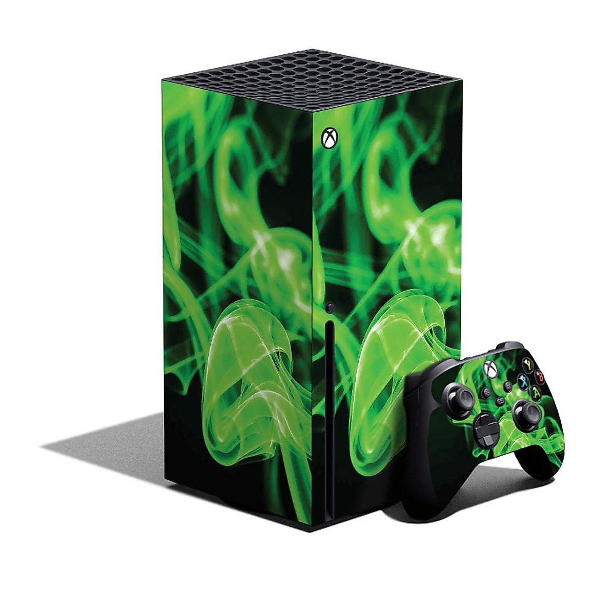 MightySkins Skin Compatible with Xbox Series X Bundle - Green Flames | Protective, Durable, and Unique Vinyl Decal wrap Cover | Easy to Apply and Change Styles | Made in The USA