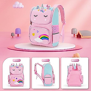 BUTI4WLD Unicorn Backpacks for Girls - 16inch Cute Lightweight Preschool Backpacks for Girls Pink Bookbags Elementary Kindergarten Children's School Bookbags