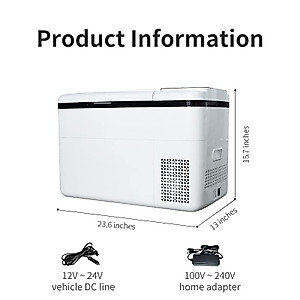 Car Refrigerator 12V 29 Quart 28Liters Portable Freezer Compact Refrigerators for Cars, Saloons Trucks Ships Up To -4 Degrees Fahrenheit Outdoor Travel Household White