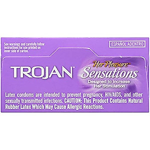 Trojan Her Pleasure Sensations Lubricated Condoms - 12 Count (Packaging May Vary)