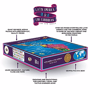 Latin America & Caribbean Map Puzzle – Map of South America – Jigsaw Puzzle-Educational History – 100 Piece Puzzles –The New World Continent – Mexico | Brazil | Chile | Peru | Colombia | South America