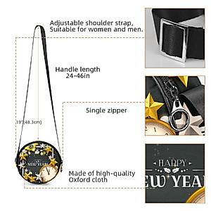 Christmas Golden White Stars Box Clock Patten Crossbody Bag for Women Circle Purse Shoulder Handbag Wallet Crossbody Purse Bag