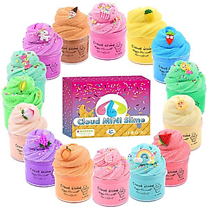 Scented Cloud Slime Kit 15 Pack, with Cute Slime Charms, Slime Party Favor Putty Toy for Girls and Boys, Super Soft and Non-Sticky