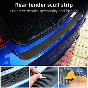 Ziciner Car Rear Bumper Protector Guard, Anti-Scratch Carbon Fiber Trunk Door Sill Protection Strip Sticker, Universal Vehicle Trim Cover Accessories for Car, Truck, SUV, Van (41×3.75 in, Black)