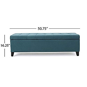 Christopher Knight Home Mission Fabric Storage Ottoman, Dark Teal Dimensions: 19.25”D x 50.75”W x 16.25”H