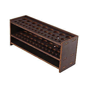 Pen Holder Rack, Paint Brush Holder, Makeup Brush Storage Display Artist Brush Organizer for Sketch, 24cmx7.5cmx10cm, Dark Wood