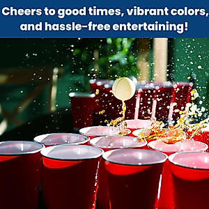 1InTheHome Red Cups 16 oz, Plastic Party Cups, Red Plastic Cups, Disposable Plastic Cups, 50 pcs