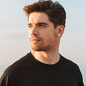 Jstyle 2 Pairs Stainless Steel Magnetic Stud Earrings for Men Women Non-piercing CZ Hypoallergenic 8mm