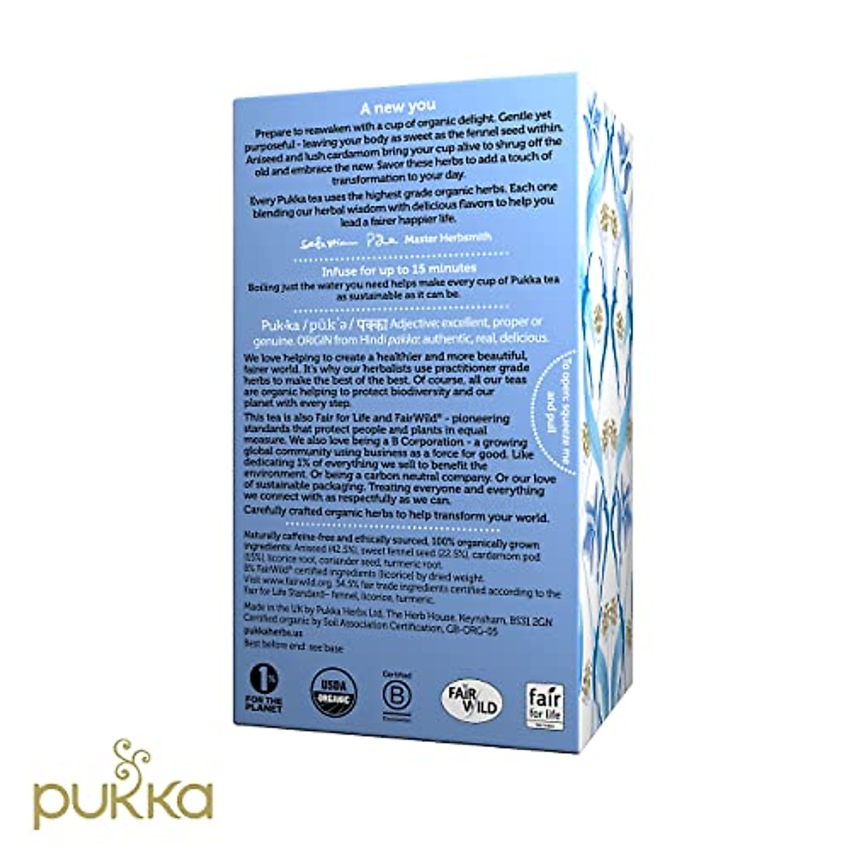 Pukka Organic Detox Tea, Aniseed, Fennel and Cardamom, Perfect for Inner Reset, Pack of 3 (60 Tea Bags)