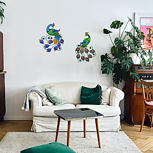 Tuokiuhn Metal Peacock Bird Wall Art Bird Wall Decor Outdoor Wall art Suitable for Outdoor Metal Wall Decorations for Patio Set of 2