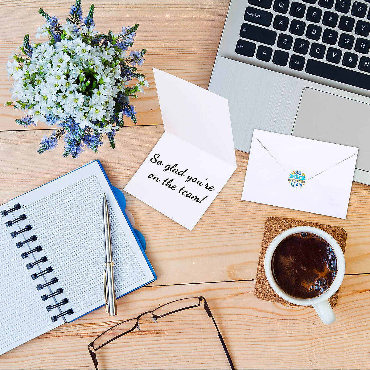 Chinco 24-Pack of Employee Appreciation Cards with Envelopes, Thank You Notes, Office Theme Design, Suitable for All Employees