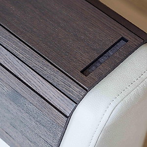 Sofa arm Tray Table Couch Bedside Wood Coaster Coffee Cup Foldable armrest Caddy end Protector Folding Living Room Furniture mat tv Chair Tables Trays with Phone Holder (Color 4.Blue-Grey)