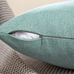 Woaboy Set of 2 Outdoor Waterproof Throw Pillow Covers Decorative Farmhouse Solid Cushion Cases for Spring Bed Sofa Couch Car Living Room Teal 16x16 inch