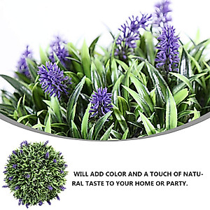 DOITOOL 2pcs Artificial Topiary Lavender Ball Fake Plant Topiary Ball Lavender Decorative Hanging Balls Round Ornaments Balls for Courtyard Garden Gate Balcony Wedding and Home Decoration 20cm