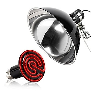 OIIBO Reptile Heat Lamp Fixture,10 Inch Deep Dome Reptile Light Fixture with 250W Ceramic Heat Lamp,UVB Reptile Light for Reptile Glass Terrariums