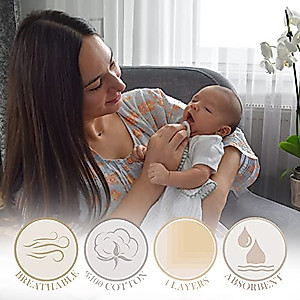 CM SHEEPCOTTON Turkish Muslin Burp Cloths0 Cotton 7 Pack Large 4 Layers Extra Absorbent Soft and Breathable Pre-Washed Feston Stitch Vacuum Packed