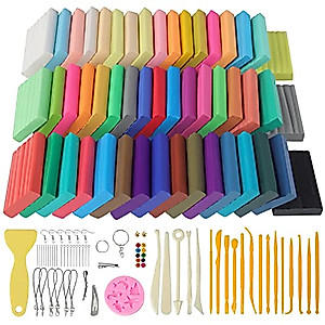 Polymer Clay Kits, Oven Bake Clay Model Clay, Safe and Non-Toxic DIY Modeling Clay, Sculpting Clay Tools and Accessories,Ideal Gift for Children, Adults and Artists (50 Color)