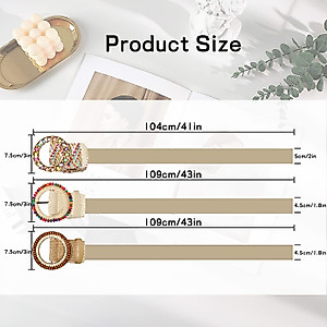 SeptCity Woven Belts for Women, Stretch Ladies Belts for Dresses, Wide Elastic Boho Ladies Belts with Colorful Buckle (khaki with brown)