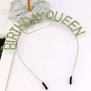 AOPRIE Birthday Crown for Women Silver Green Birthday Tiara for Girls Birthday Queen Headband Princess Crown Rhinestone Happy Birthday Accessories