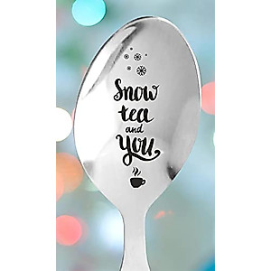 Snow Tea & You Spoon Gift For Christmas for Tea Lover Wife/Husband/Girlfriend/Boyfriend | Christmas Stocking Stuffer | Stainless Steel 7 inches Teaspoon