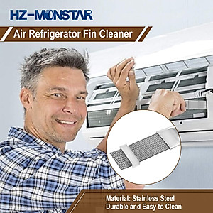 HZ-MONSTAR 4 Pcs Air Conditioner Condenser Fin Cleaning Brush, Coil Condenser Brush AC Fin Comb, Stainless Steel Air Refrigerator Fin Cleaner Whisk Brush Evaporator Radiator Repair Tool