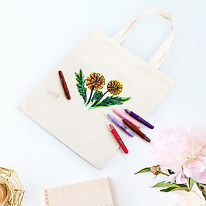 SOUJOY 12 Pack Blank Canvas Tote Bags, Reusable Grocery Shopping Bag with Handles, 14'' x 16'' Cotton Plain Tote Bag for Crafts, DIY, Advertising, Promotion, Gift, Activity