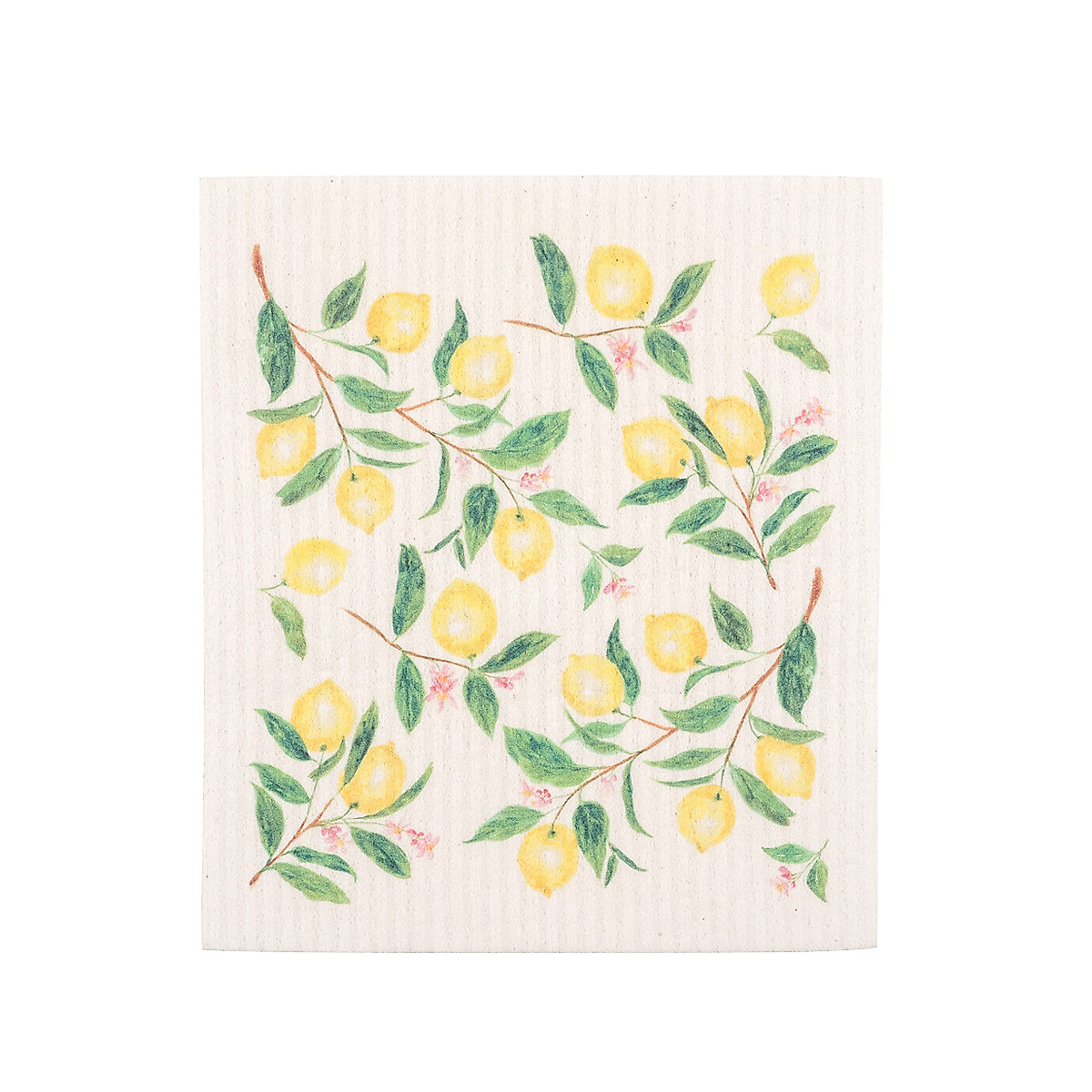 KAF Home Clean It Mixed Swedish Dish Cloths - Set of 4, Reusable, Absorbent Cellulose Sponge Towels for Kitchen, Cleaning Counters, and Washing Dishes (All Over Lemon)