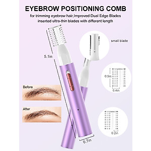 AHHFEI Rechargeable 5 in 1 Ear and Nose Hair Trimmer for Women, 2024 Professional Painless Eyebrow & Facial Hair Trimmer with Powerful Motor and Dual-Edge Blades Easy Cleansing