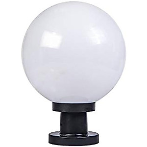 SHREALMS Outdoor Post Lights Waterproof Rainproof Modern Exterior Column Lantern Pillar Light, Black Cast Aluminum Kit White Globe Acrylic Shade - Courtyard Landscape Lighting Fixture