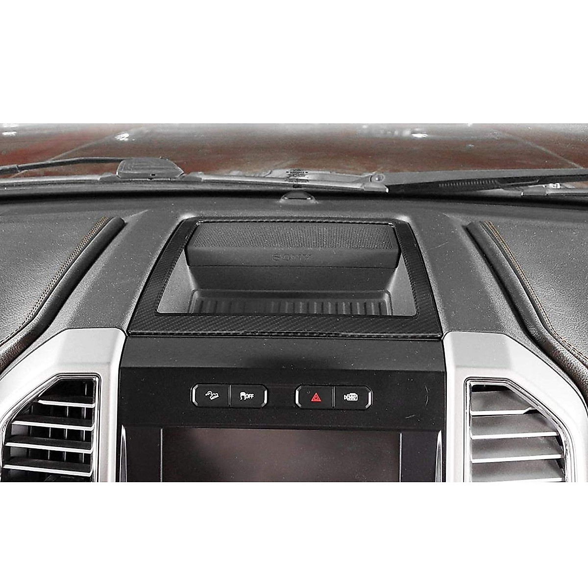 Keptrim for F150 ABS Carbon Fiber Center Console Dash Storage Tray Trim for 2015 2016 2017 2018 2019 2020 Ford F150, 1pc