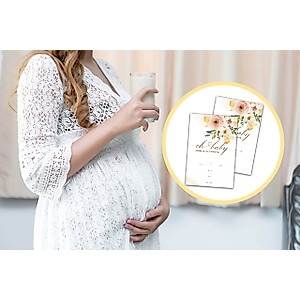 Baby Shower Invitations and Envelopes, Floral Baby Shower Invitations, Blush Powder Floral Baby Shower Gender Reveal Party Supplies 25 Cards With Envelopes -(015bbyaoqing)