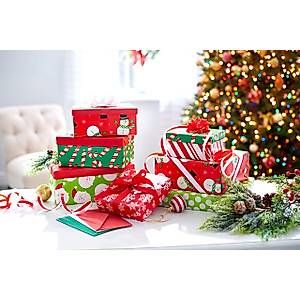 American Greetings Reversible Christmas Extra-Wide Wrapping Paper Bundle, Santa, Snowmen and Candy Canes (3 Rolls, 120 sq. ft.)