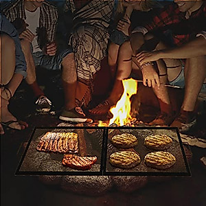 VEVOR Fire Pit Cooking Grill Grate 44 x 15 in Foldable Rectangle Campfire BBQ Rack, Heavy Duty X-Marks with Portable Handle & Support Wire for Outdoor Picnic Party & Gathering, Black