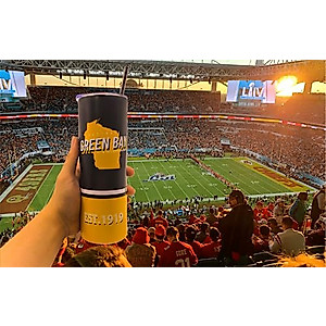 LANJAO Tumbler 20oz Straight Skinny Car Cups With Insulated Cup Sleeve Portable Handle, Sports Travel Coffee Mug, Stainless Steel, Insulated,Classic Collection Gifts for Men Women Fans