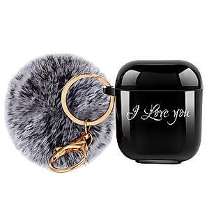 customgift Custom Apple Airpods 1 & 2 Case, Airpod Pro Cover Personalized with Name, Giftfor Women, Girls Pom Fur Ball Keychain/Strap/Accessories, Multiple Colour TPU DIY Picture, Multicolor