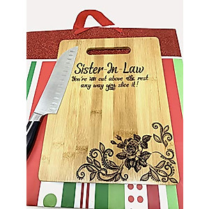 Gift for Sister in Law Engraved Bamboo Cutting board 9” x 12
