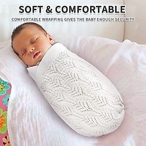 Knitted Baby Blanket White 100% Cotton Crochet Knit Cellular Breathable Soft Baby Blankets for Toddler Newborn Boy Girls 43x35 Inch