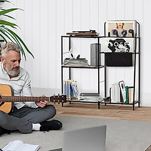 fusehome Record Player Stand, Turntable Stand Holds Up to 200 Albums with 3 Storage Shelves, Vinyl Records Cabinet Display Rack, Magazine Holder Record Player Table for Living Room, Bedroom, Office