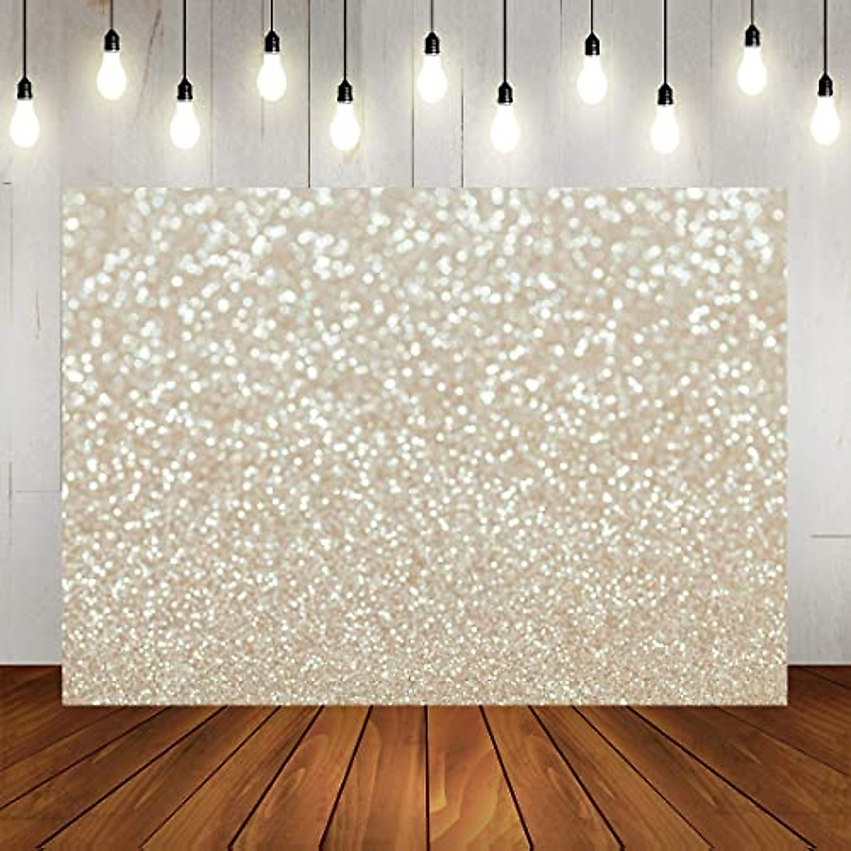 White Gold Abstract Photography Backdrop Golden Spots Shinning（Not Glitter Background Weeding Baby Shower Newborn Baby Portrait Photo Studio Props White Gold Christmas Abstract Bokeh Background 7x5ft