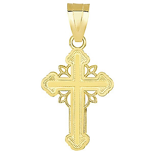Jewelry America 14k Yellow Gold Dainty Greek Orthodox Cross Charm Pendant