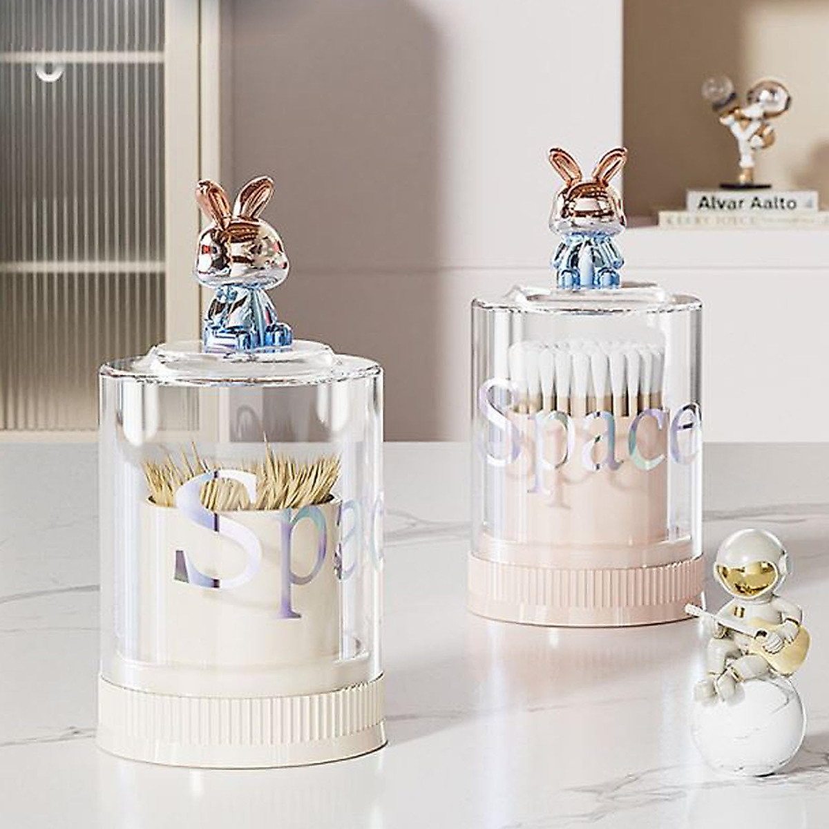 Generic 2PCS Qtip Holder for Bathroom Canister Storage Organization, Vanity Makeup Organizer ,q tip holder for bathroom for Storage Cotton Swab, Ball, Pads, Floss