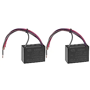 uxcell Ceiling Fan Capacitor CBB61 3.5/4/2.5uF 250V AC 4 Wires Metallized Polypropylene Film Capacitor 47x34x22mm for Electric Fan Pump Motor Generator 2Pcs